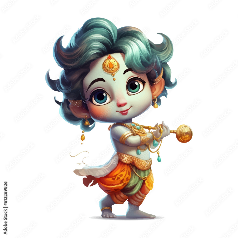 vector illustration of cute Shree krishna Stock Vector | Adobe Stock