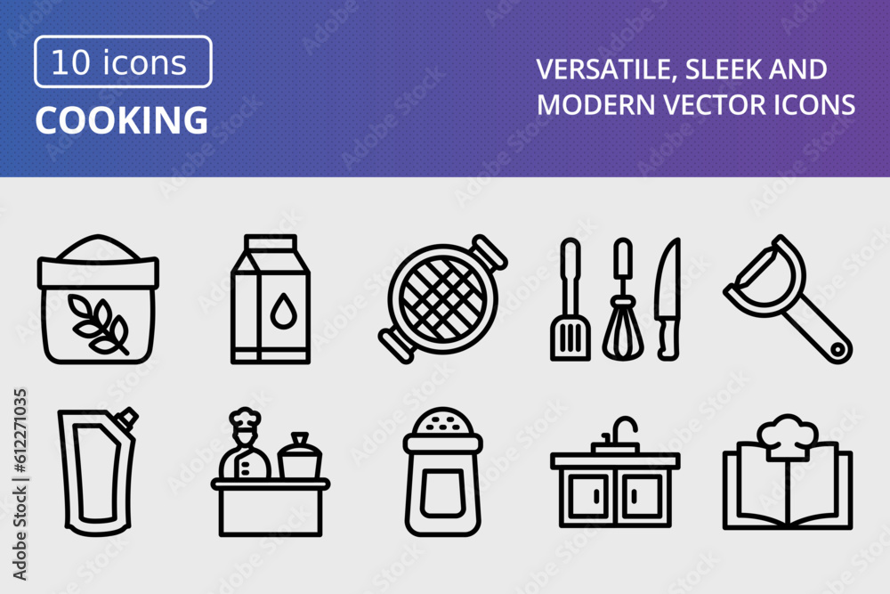 Vector Cooking Icon Set Stock Vector | Adobe Stock