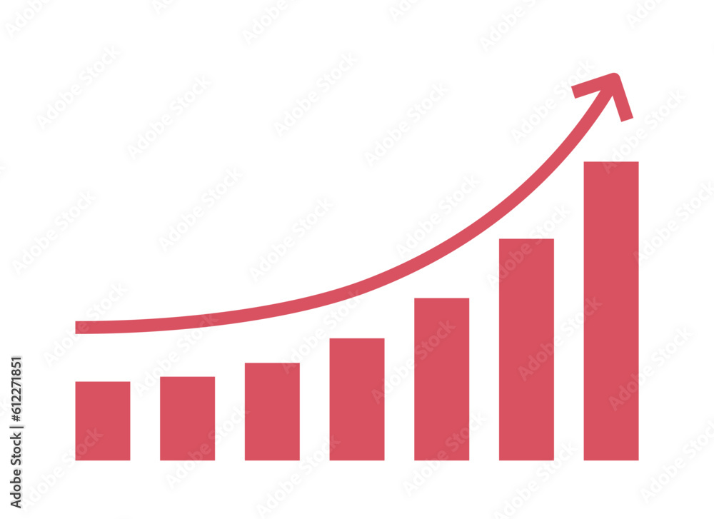 Statistics graph moving up growth semi flat color vector element. Bar ...