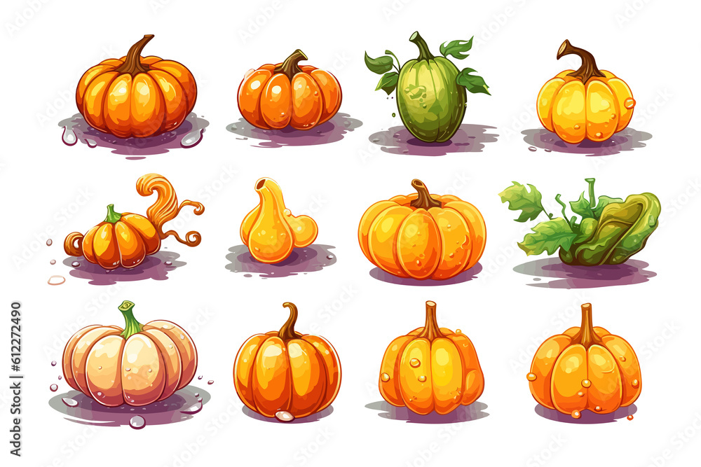 pumpkin set graphic clipart design. Flat Generative AI Stock ...
