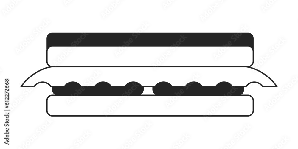 Cheese sandwich flat monochrome isolated vector object. Healthy fast ...