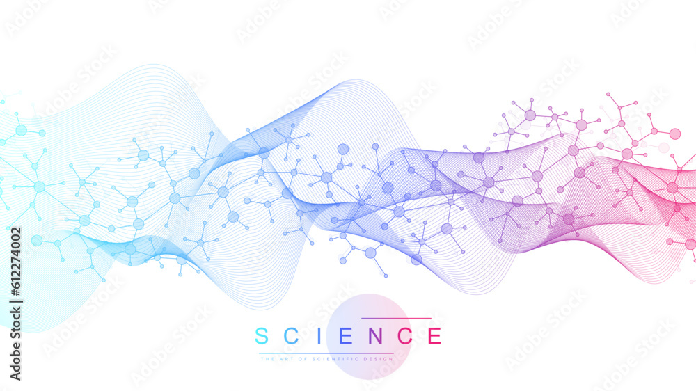 Molecular Abstract Structure Background Scientific Vector Illustration With Molecule Dna