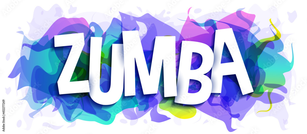 The word "Zumba" on an abstract background. Creative banner or header ...