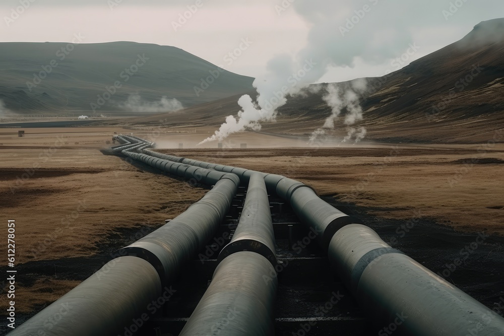 Geothermal power plant in Iceland. Beautiful nature of Iceland. Toned ...