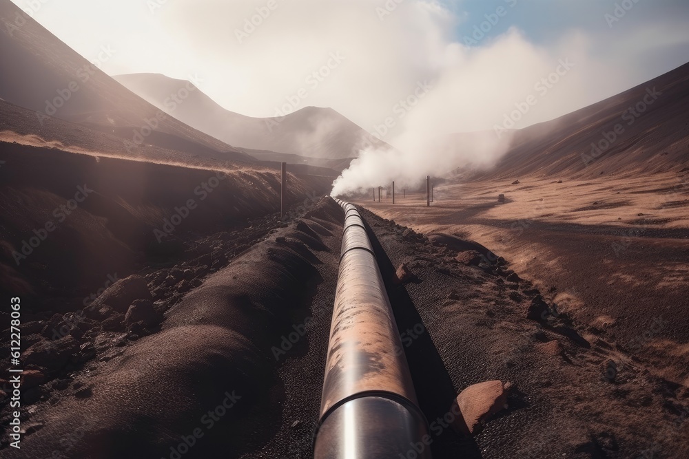Steam coming out of a pipe in the desert of Maui, Hawaii, The ...