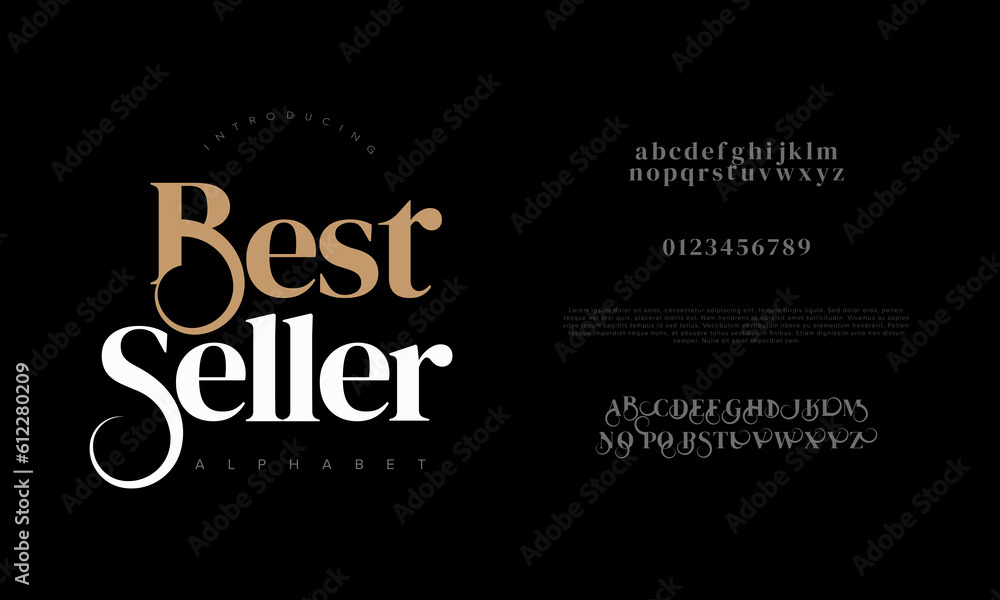 Elegant luxury abstract wedding fashion logo font alphabet. Minimal ...