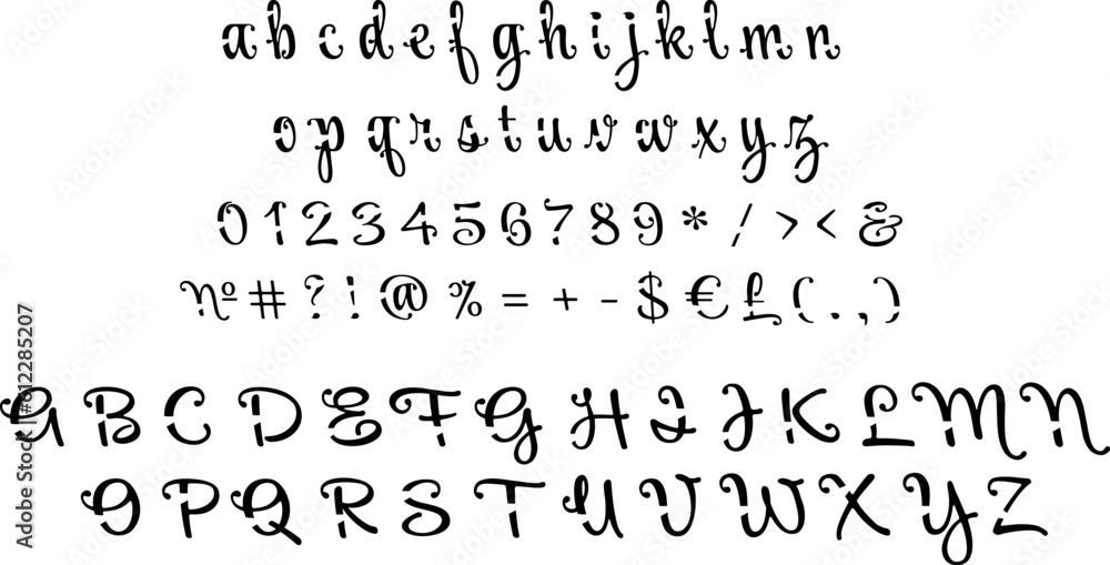 Handwritten cut script alphabet set. Vector decorative typography ...