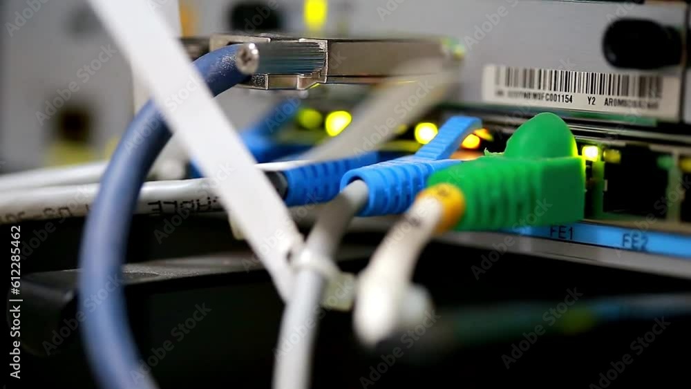 network server Rj 45 lan connect with swicth hub and led status running ...