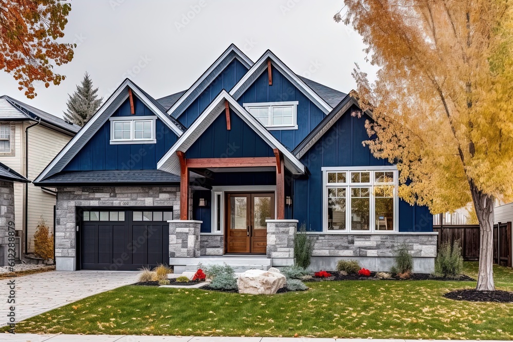 Innovative Layout and Natural Stone Details: A Regal New Home with Two ...