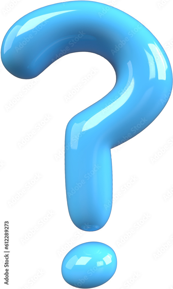 Blue 3D Bubble Gum Inflated Letters Number Symbol Question Mark Stock ...