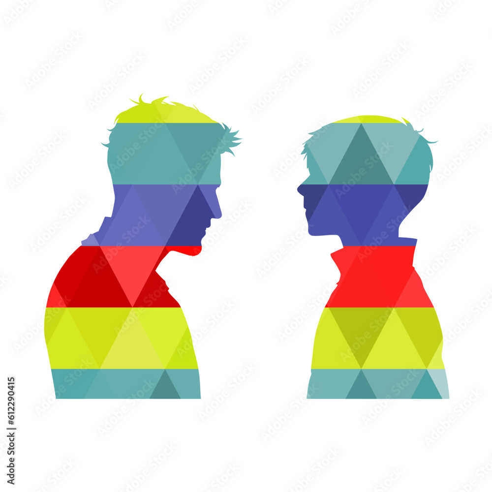 Colorful two men vector illustration in geometric shape Stock Vector ...