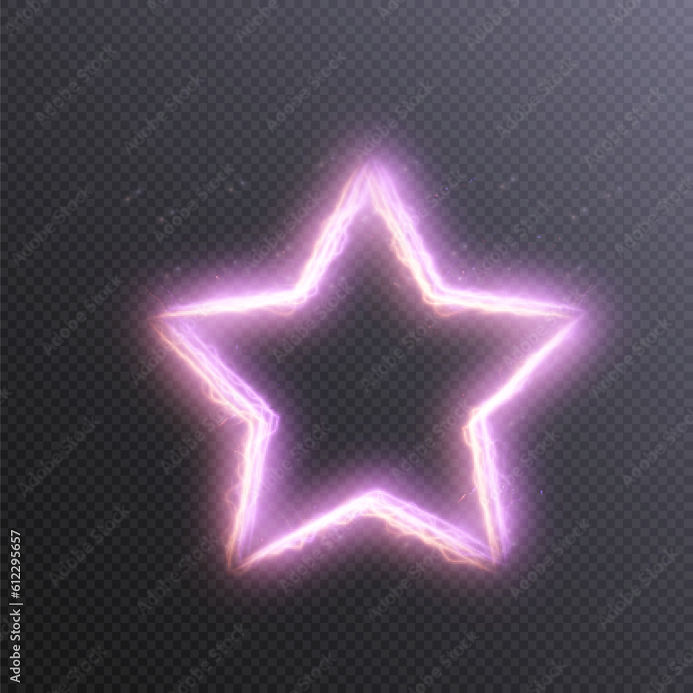 Star frame with sparks and flame light effects, shining luxury banner ...