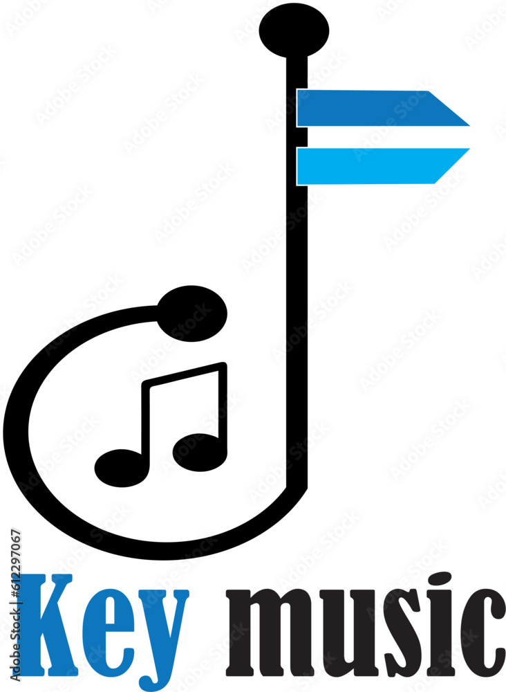 vector black and blue music key logo Stock Vector | Adobe Stock