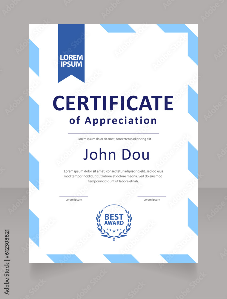 Scientific course certificate design template. Education program ...