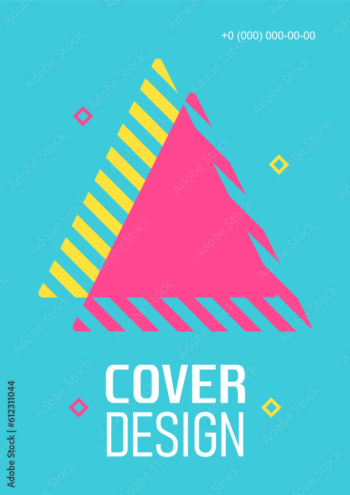 Triangle shape card design template. Poster with flat illustrations and ...