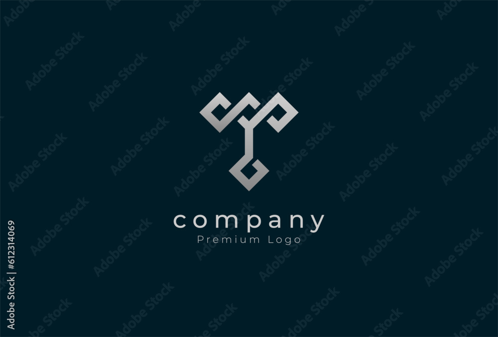 Initial T Logo Design, letter T with Nordic style logo design ...