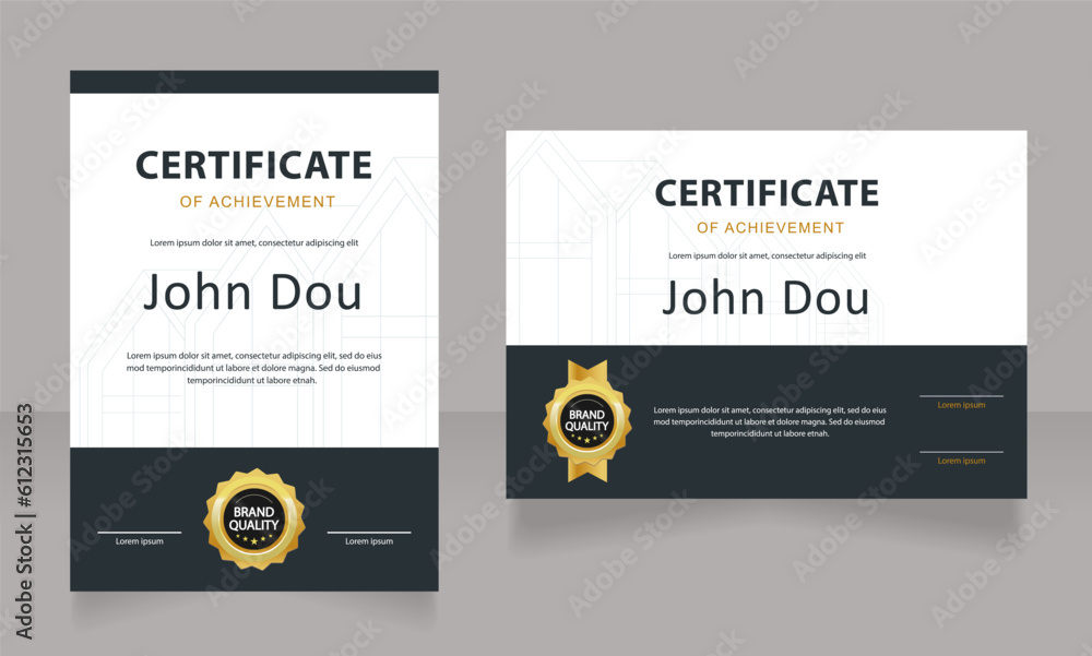 City construction certificate design template set. Vector diploma with ...