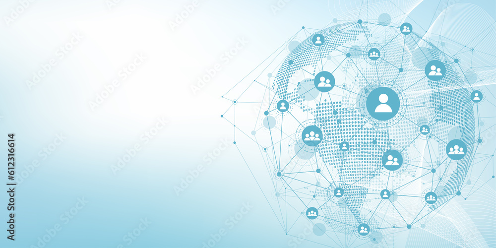 Global network connection concept. Big data visualization. Social ...