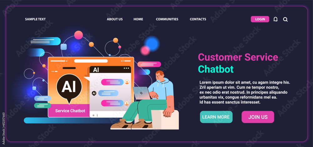 man having dialog with chat bot asking questions and receiving answers ai chatbot assistance ...