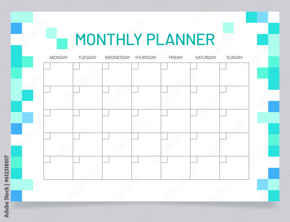 Planner for month worksheet design template. Blank printable goal ...