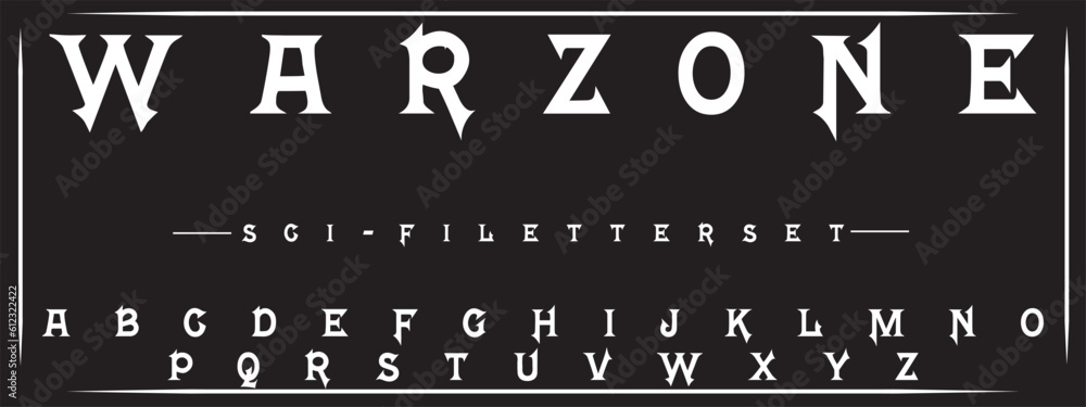 WARZONE, Sports minimal tech font letter set. Luxury vector typeface ...