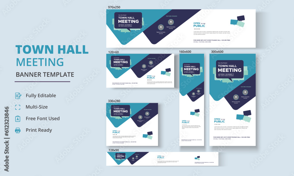 Town Hall Meeting Banner Templates, City Hall Banner and Poster Stock ...