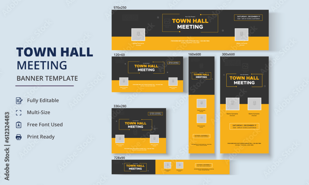 Town Hall Meeting Banner Templates, City Hall Banner and Poster Stock ...