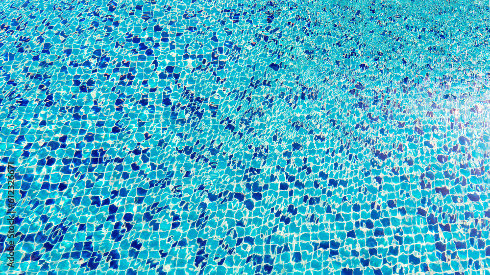 Swimming pool surface top view caustics ripple and flow with waves ...