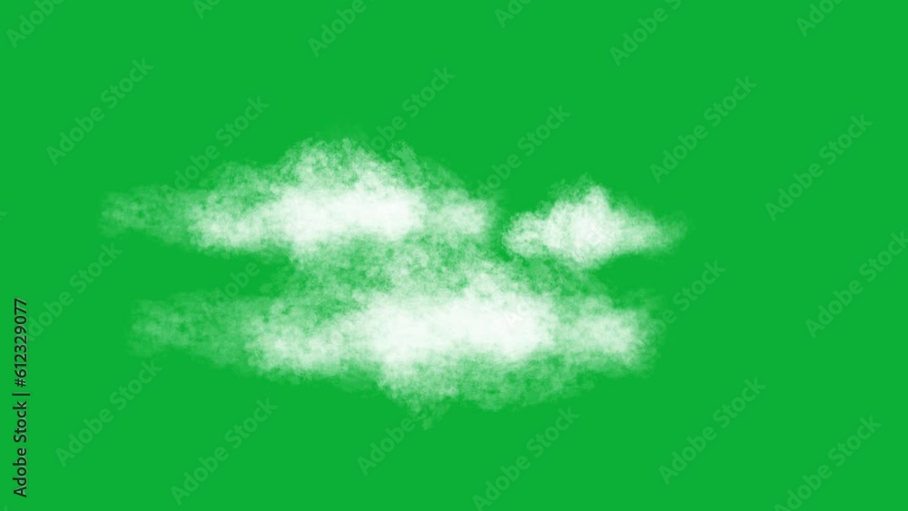 Moving Three Clouds Animated Cartoon Clouds Looped Isolated on Green ...
