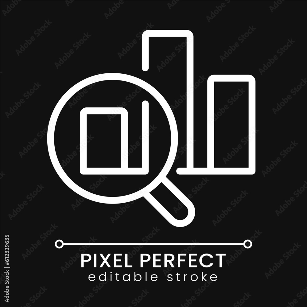 Charts and loupe pixel perfect white linear icon for dark theme ...