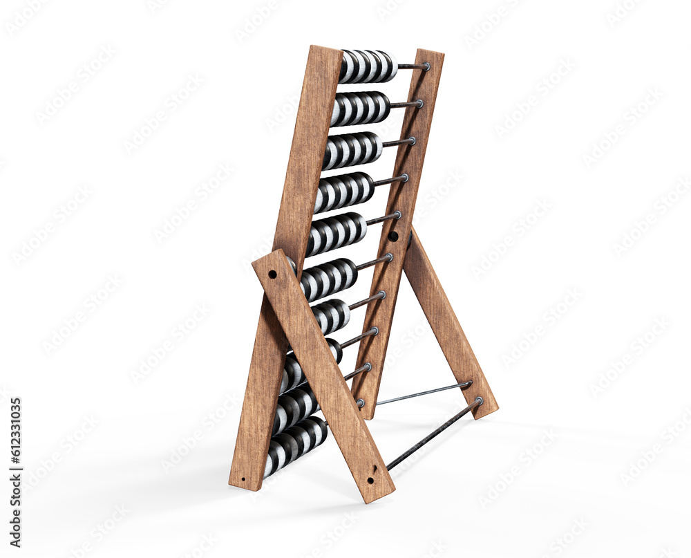 3D rendering illustration of a Ancient Suanpan Chinese abacus; with ...