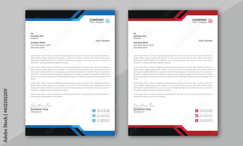 Letterhead template in Abstract style design. Modern Business ...