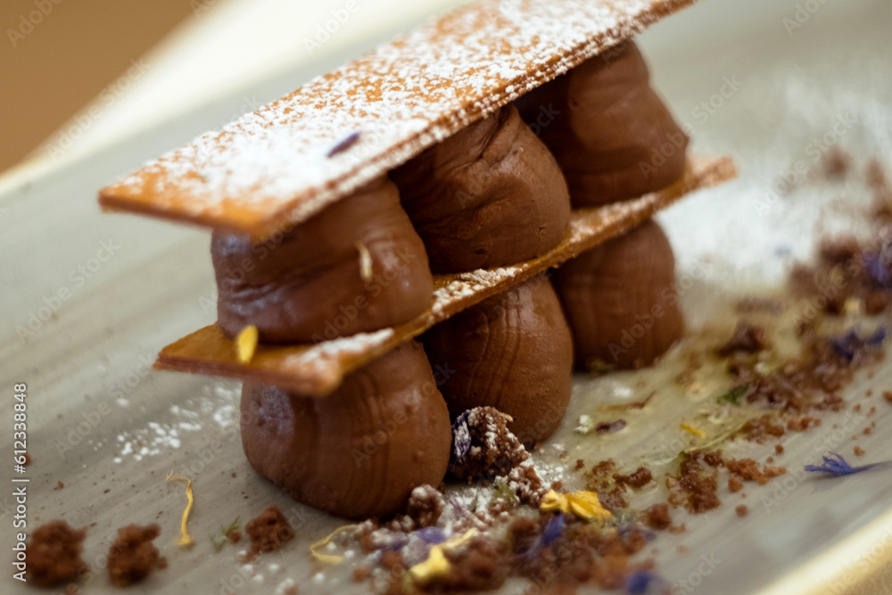 chocolate millefeuille featuring layers upon layers of flaky ...