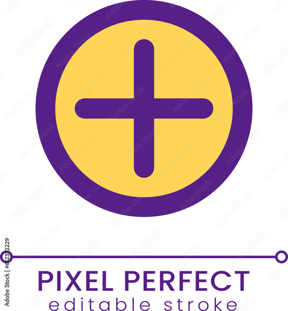 Add button pixel perfect RGB color ui icon. Website interactive element ...