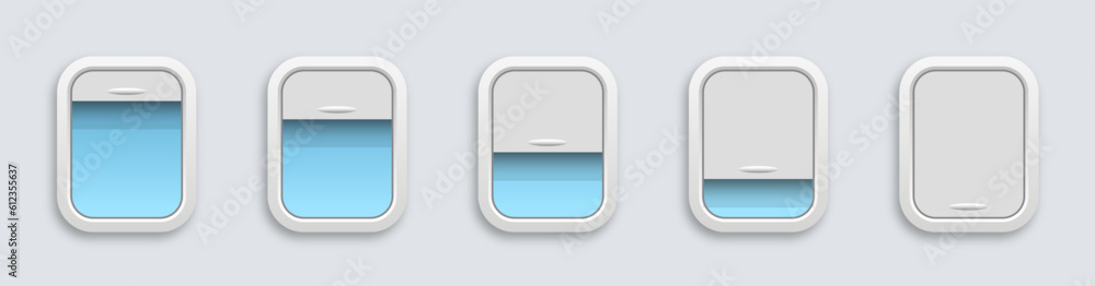 Airplane window. Set of Vector Realistic Airplane Window. Aircraft ...