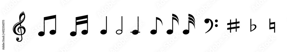 Music notes icons set. Musical key signs. Vector symbols Stock Vector ...