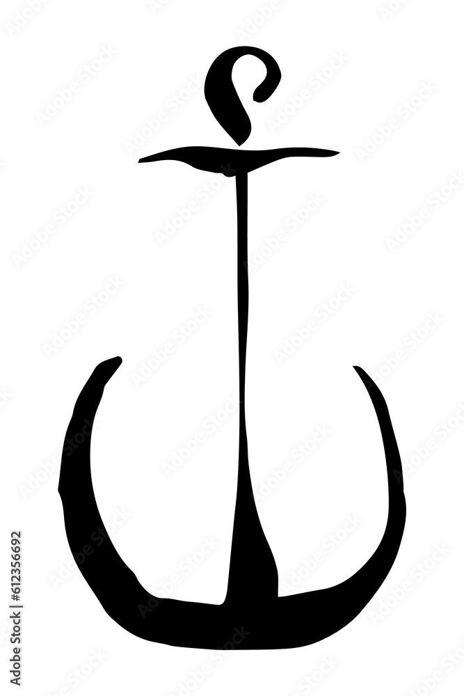 Anchor hand painted with black ink brush. Png clipart isolated on ...