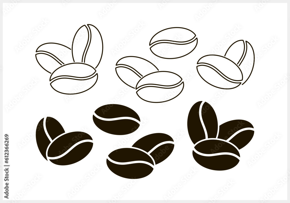 Coffee bean icon isolated. Stencil food drink clipart. Vector stock ...