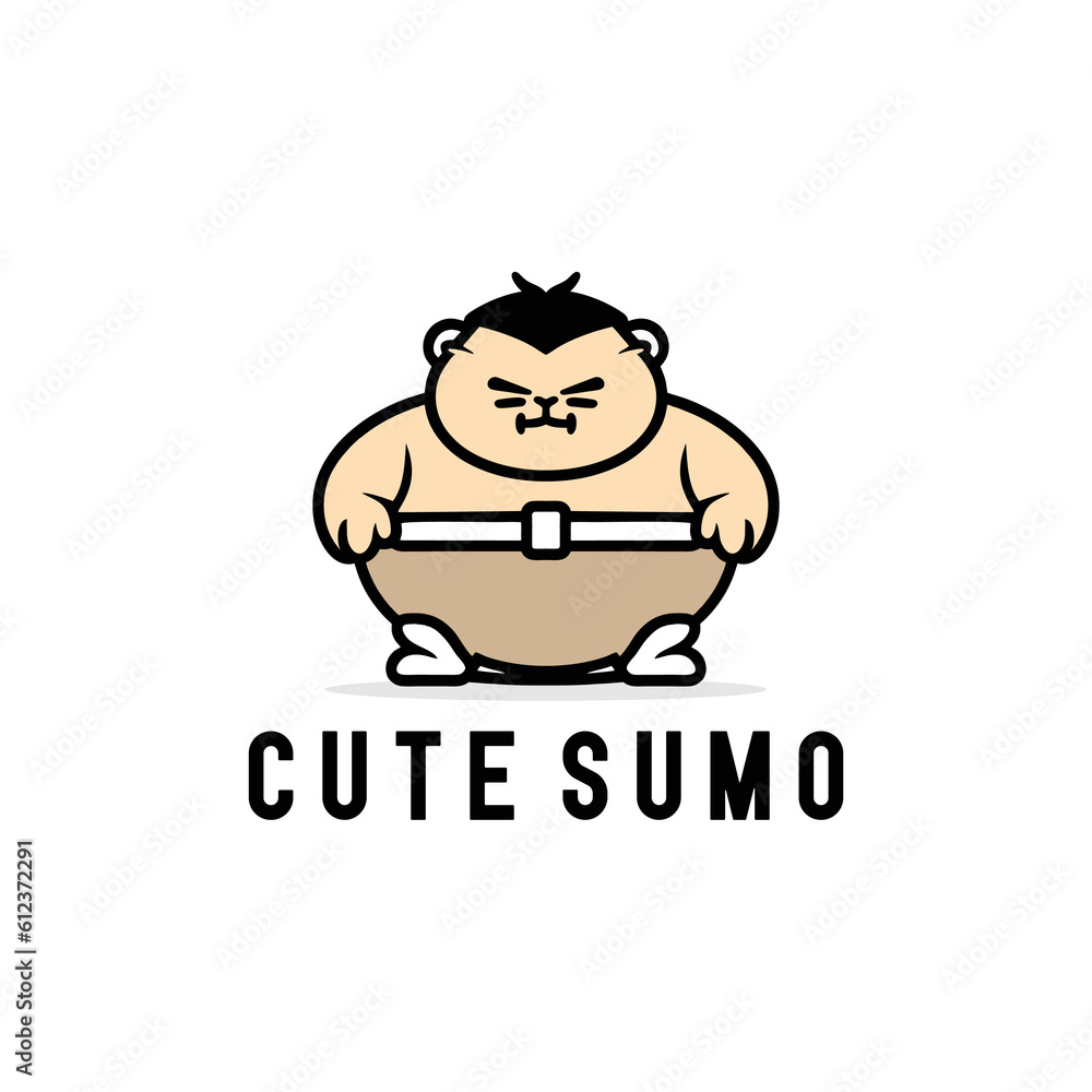 Cute sumo mascot character cartoon icon logo illustration. Design ...