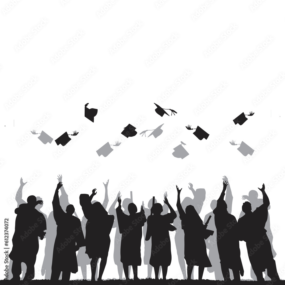 Happy graduate students with graduating caps and diploma or ...