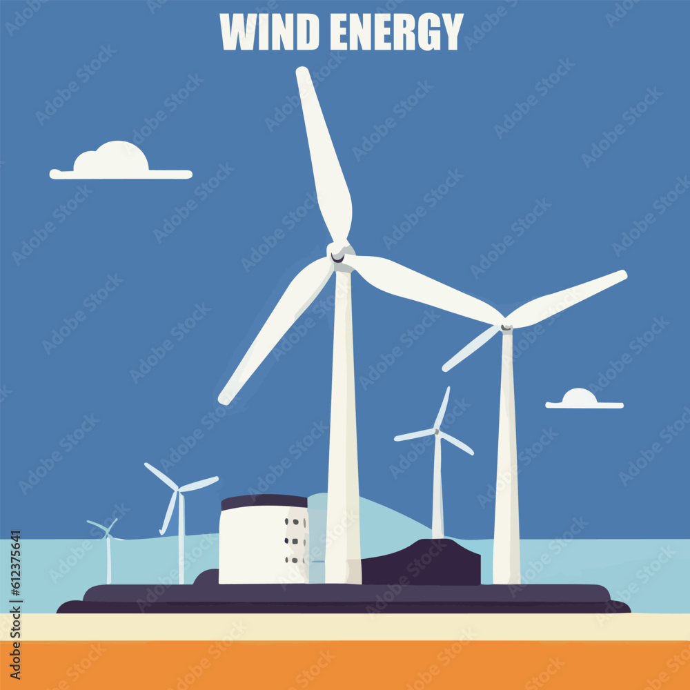 Vector illustration of wind energy. Green energy. renuable power source ...