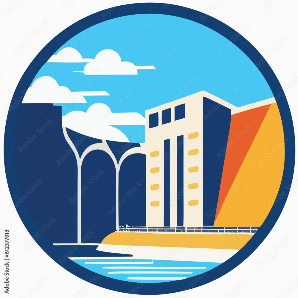 Vector illustration of hydro energy. Hydro power plant. Green energy ...