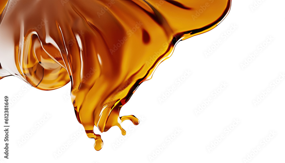 3D Render Maple Syrup Honey Pouring Isolated Design on White Background ...
