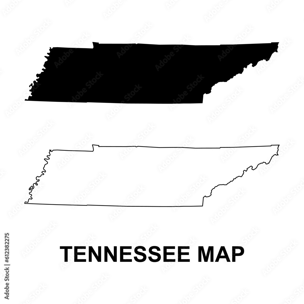 Set of Tennessee map shape, united states of america. Flat concept ...