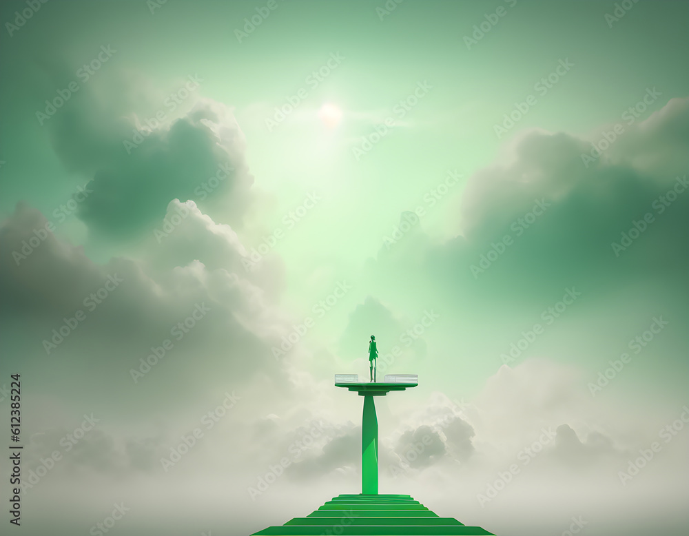 3d platform stand stage podium Green pastel tone mock-up for products ...