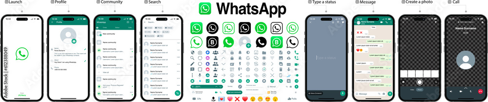 Mobile messenger screen inspired by whatsapp. illustration. Whatsapp ...