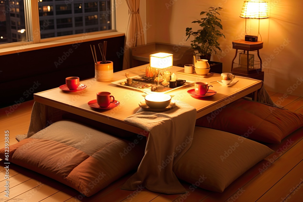 Japanese Kotatsu - Traditional Heated Table with Blanket for Cozy ...