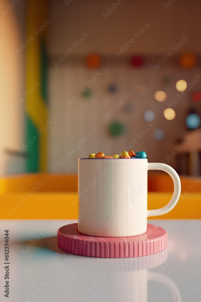 artistic mug mock up in a curated whimsical studio setting with natural ...