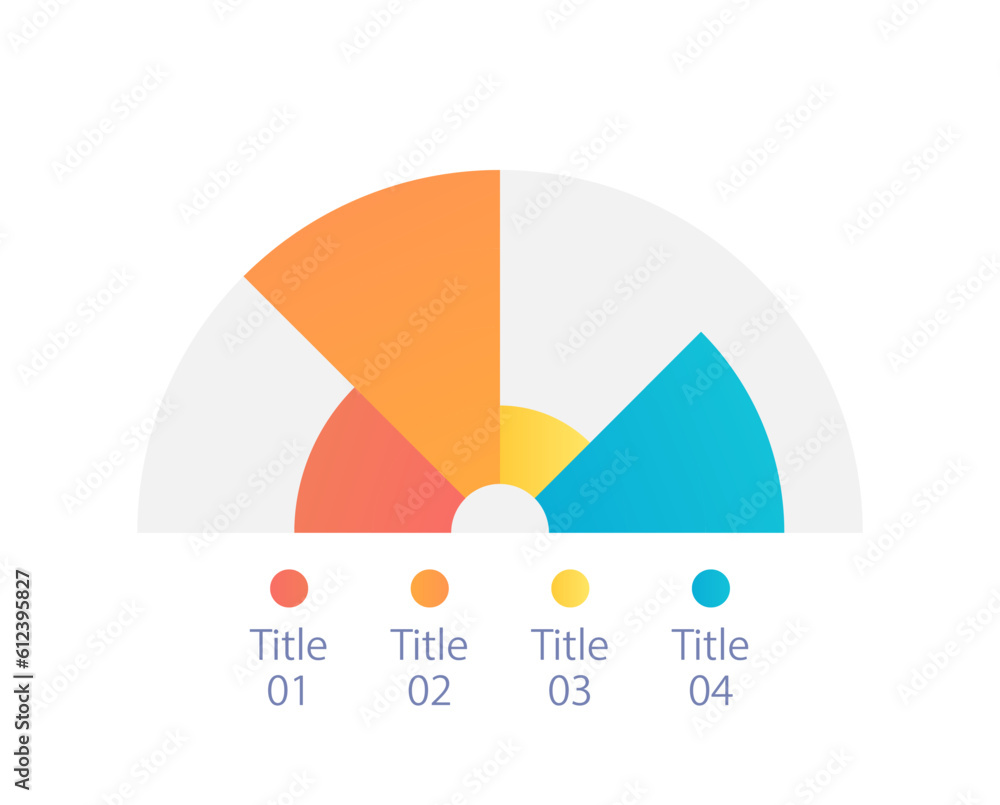 Arc infographic chart design template with four pies. Company ...