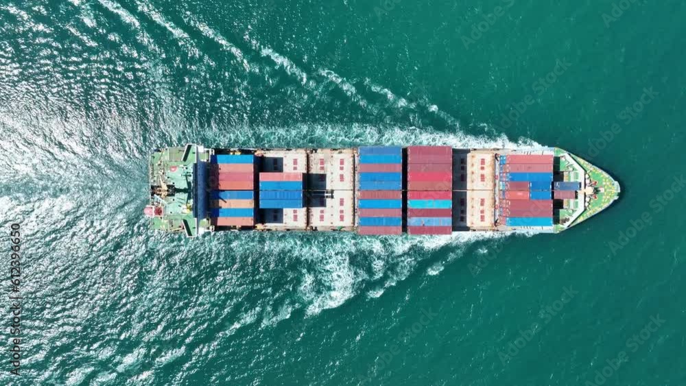 Cargo container Ship, cargo maritime ship with contrail in the ocean ...